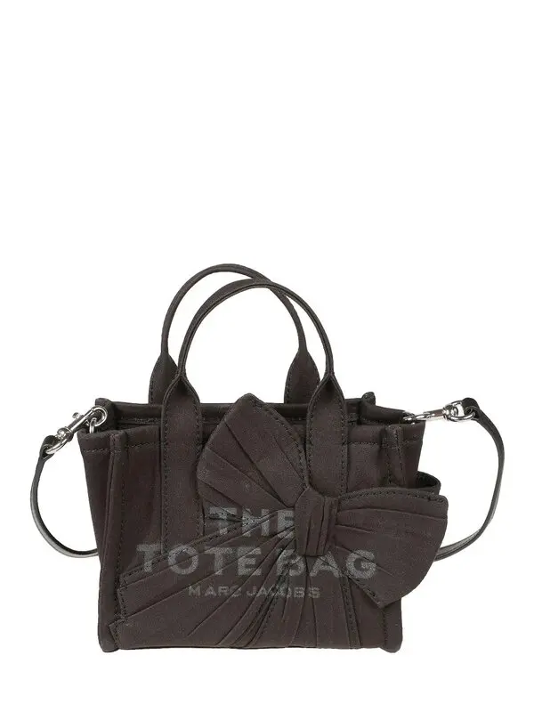 Marc Jacobs The Small Tote Bag Mini Tote In Canvas With Contrast Logo - Black