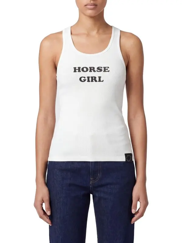 Stella McCartney Slim Fit Cotton Tank Top With Slogan Print - White