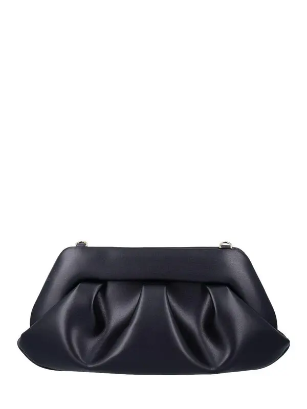 THEMOIRE Themoiré Draped Vegan Leather Clutch With Magnetic Closure - Black