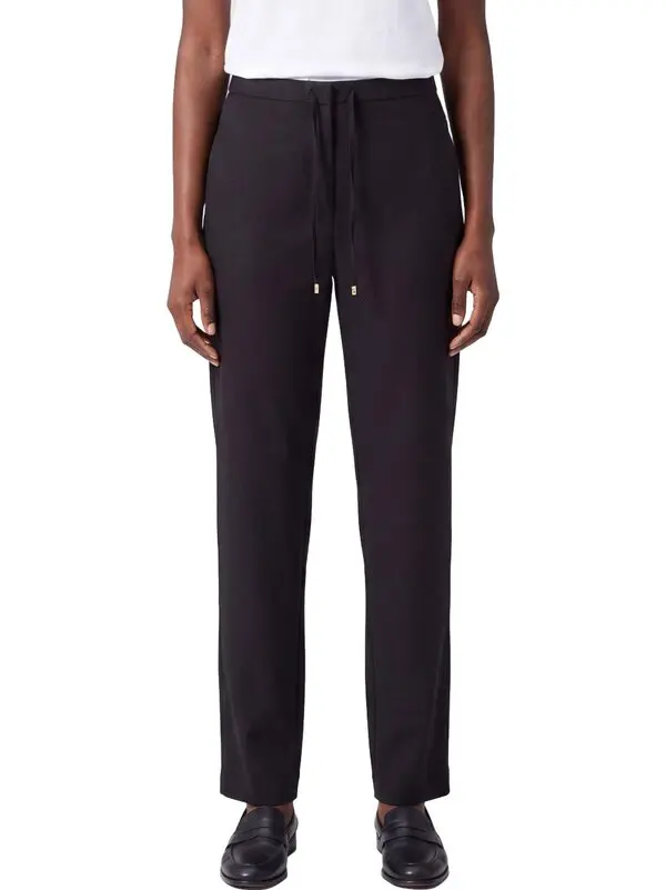 Max Mara Slim Fit Straight-leg Virgin Wool Trousers With Drawstring - Black