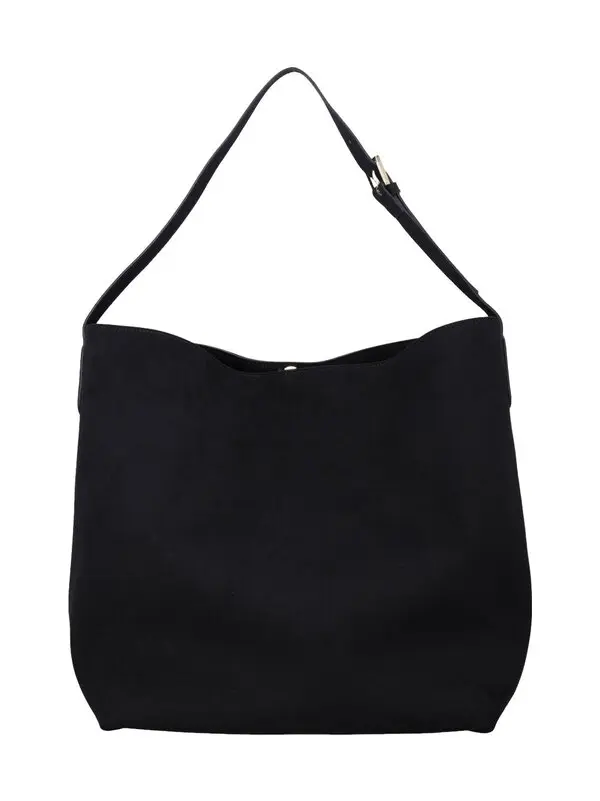 THEMOIRE Themoiré Suede-effect Vegan Leather Shoulder Bag With Crocodile Print - Black