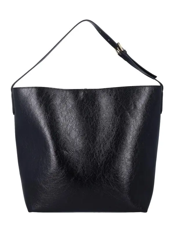 THEMOIRE Themoiré Vegan Leather Shoulder Bag With Adjustable Handle - Black