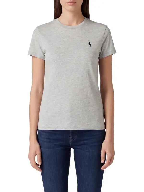 Polo Ralph Lauren Crewneck Cotton T-shirt With Contrast Pony Logo - Grey