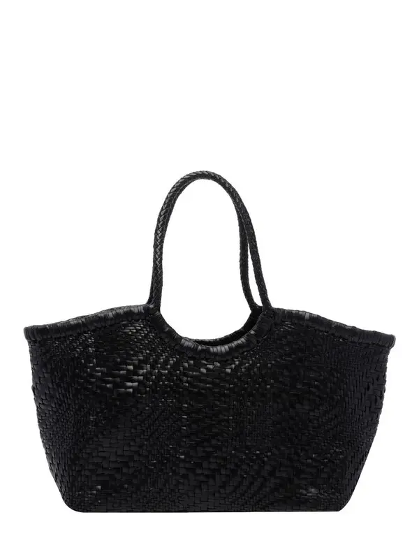 Dragon Diffusion Nantucket Woven Leather Tote Bag With Double Handle - Black