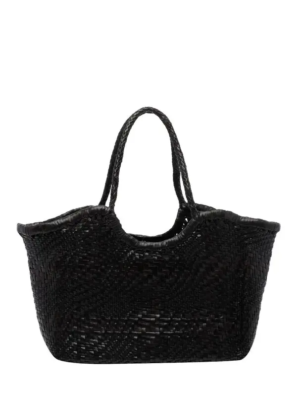 Dragon Diffusion Nantucket Woven Leather Tote Bag With Double Handle - Brown