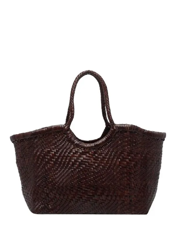 Dragon Diffusion Nantucket Woven Leather Tote Bag With Double Handle - Burnt