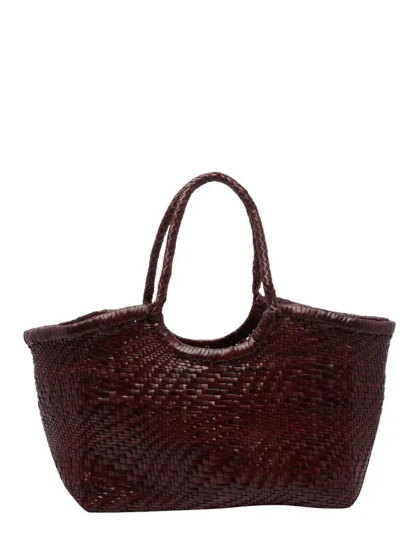 Dragon Diffusion Nantucket Woven Leather Tote Bag With Double Handle - Red