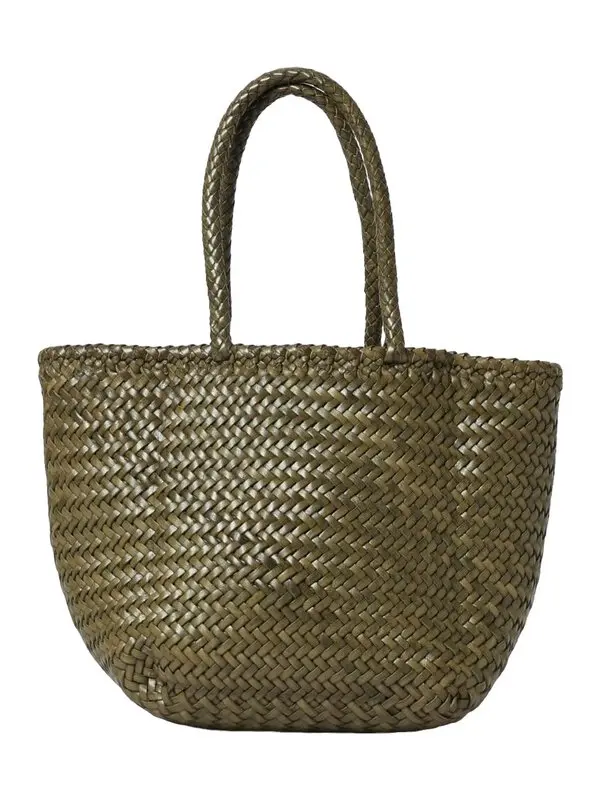 Dragon Diffusion Grace Woven Leather Tote Bag With Double Handle - Beige
