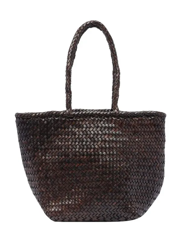 Dragon Diffusion Grace Woven Leather Tote Bag With Double Handle - Dark