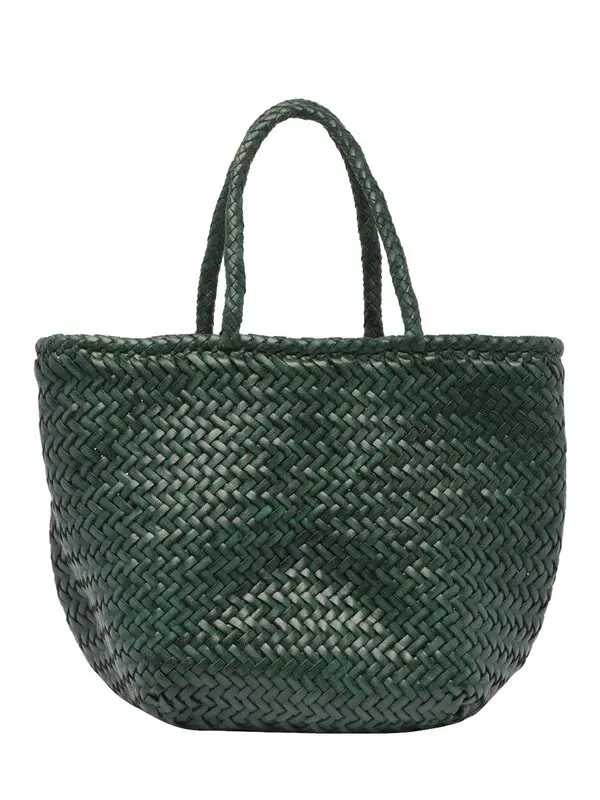 Dragon Diffusion Grace Woven Leather Tote Bag With Double Handle - Green