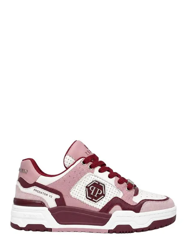 Philipp Plein Predator V2 Low-top Leather Trainers With Hexagon Logo - Pink