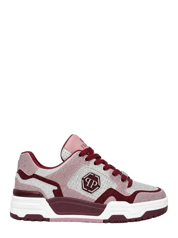 Philipp Plein Predator V2 Leather Trainers With Crystals And Hexagon Logo - Pink