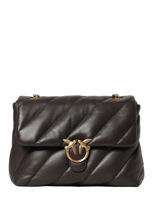 Pinko Classic Love Bag Puff In Quilted Nappa Leather With Love Birds Buckle - Brown