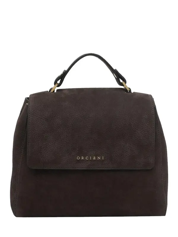 Orciani Sveva Hamme Leather Handbag With Removable Shoulder Strap - Brown