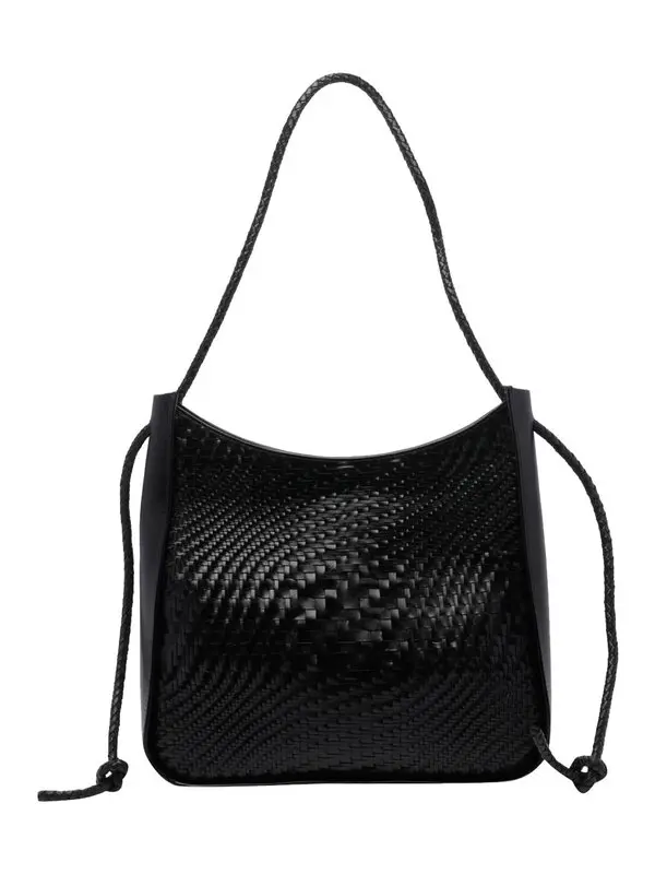 Dragon Diffusion Woven Leather Tote Bag With Single Handle - Black