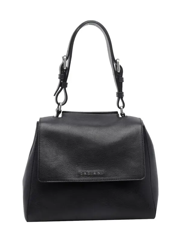 Orciani Sveva Small Calf Leather Handbag With Adjustable Handle And Strap - Black