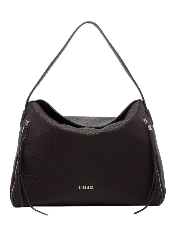 Liu Jo Grained Synthetic Leather Shoulder Bag With Flap Closure - Brown