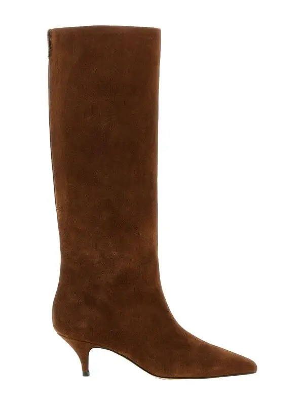 Fabiana Filippi Suede Knee-high Boots With A Medium Heel - Brown
