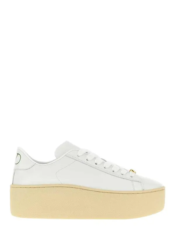 Valentino Garavani Low Top Smooth Leather Platform Sneakers With Vlogo Signature - White