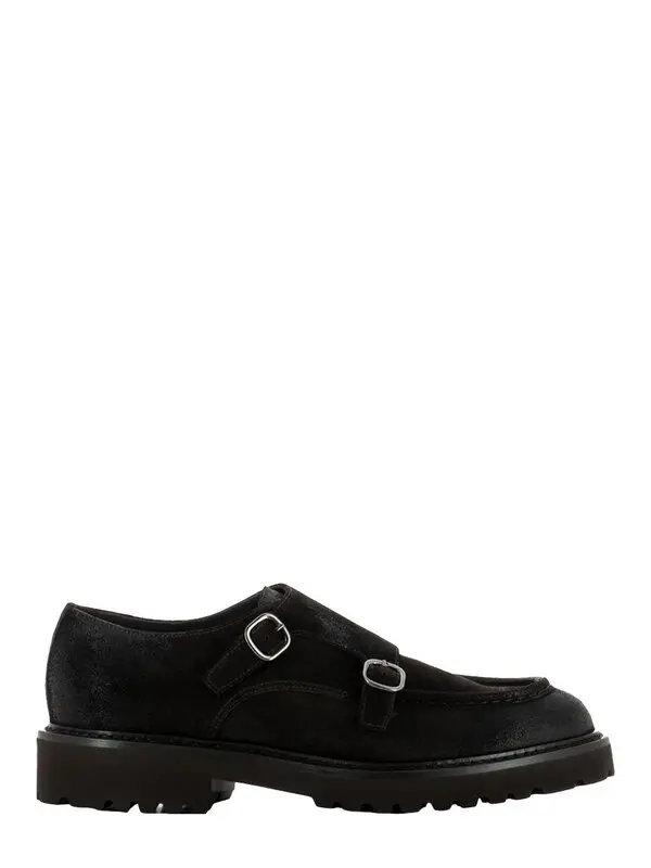 DOUCAL'S Suede Calfskin Double Monk Strap Shoes - Brown