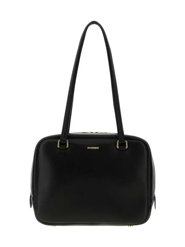JIL SANDER Vision Ovine Leather Shoulder Bag With Double Handle And Zip - Black