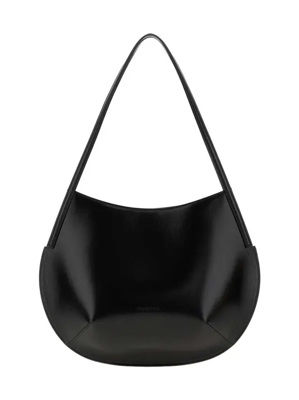 JIL SANDER Kante Ovine Leather Shoulder Bag With A Rounded Design - Black