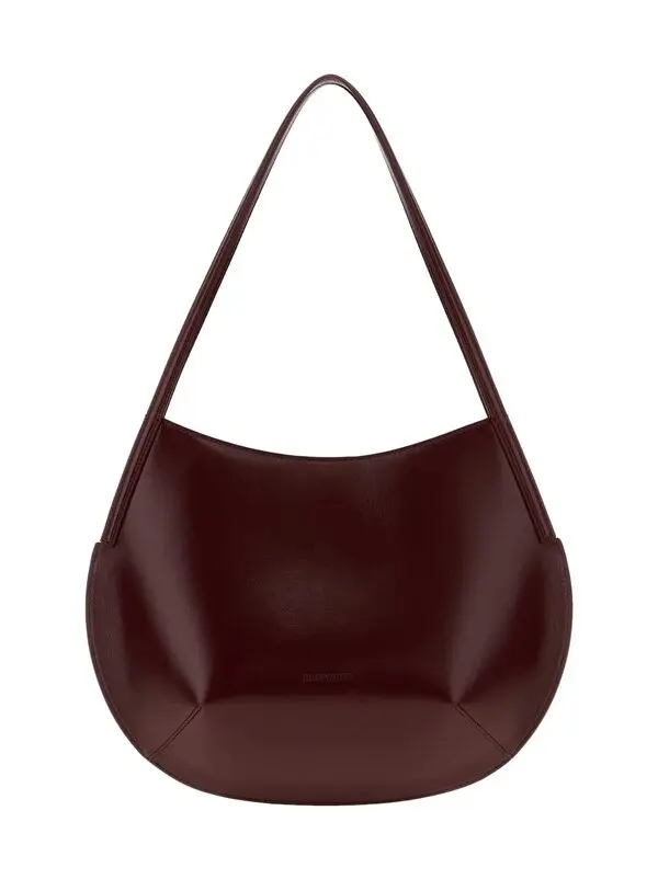 JIL SANDER Kante Ovine Leather Shoulder Bag With A Rounded Design - Hazel