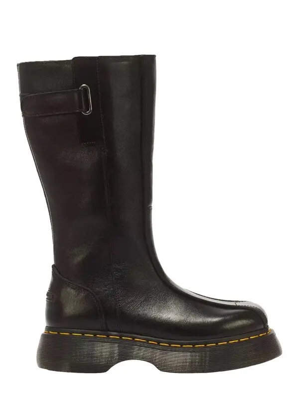Dr. Martens Buzz Hi Leather Platform Boots With Side Zip Closure - Black