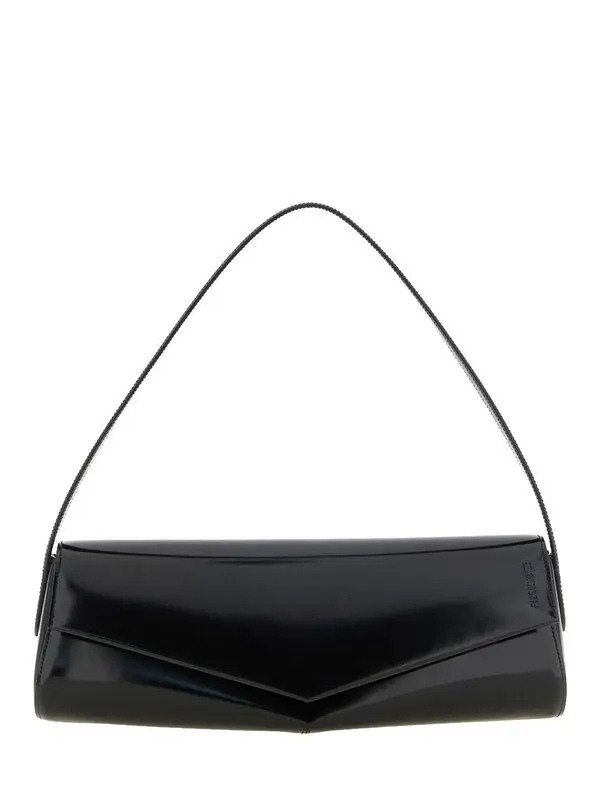 JIL SANDER Kante Brushed Calfskin Shoulder Bag With Flat Handle - Black
