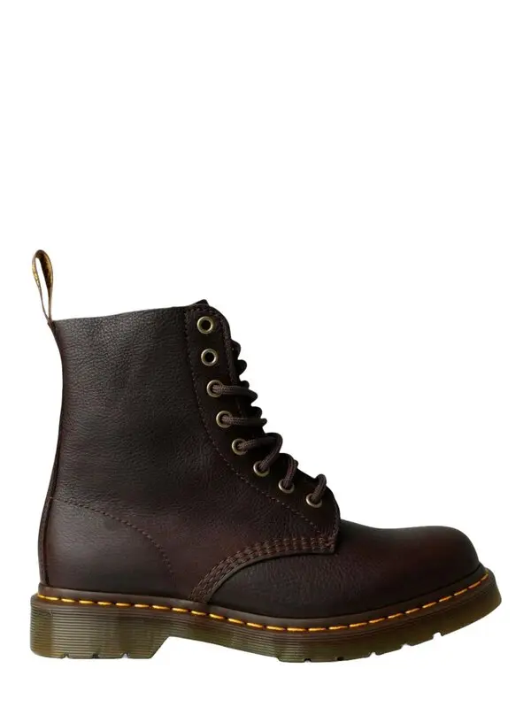 Dr. Martens 1460 Pascal Leather Combat Boots In With Rubber Sole - Brown