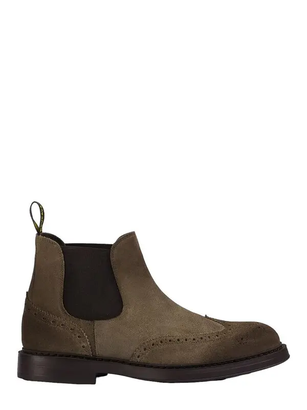 DOUCAL'S Suede Calfskin Chelsea Boots With Pull Tab - Mud