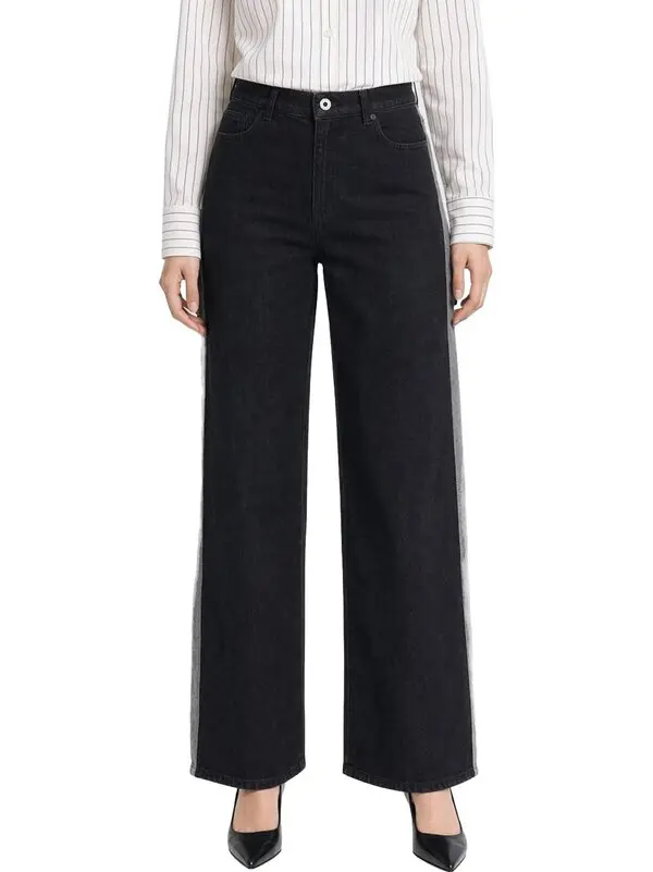 Patrizia Pepe Bi Cotton Denim High-waisted Palazzo Jeans - Black