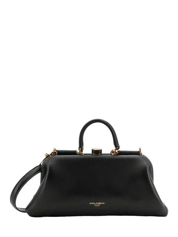 Dolce & Gabbana Grandma Nappa Leather Handbag With Tubular Handle - Black