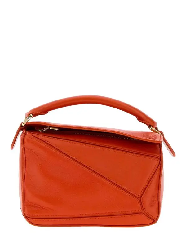 Loewe Mini Puzzle Asymmetric Lamb Nappa Handbag - Orange
