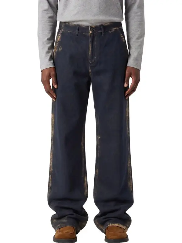 Camper Wide Leg Jeans In Cotton Denim With Worn Effect - Black