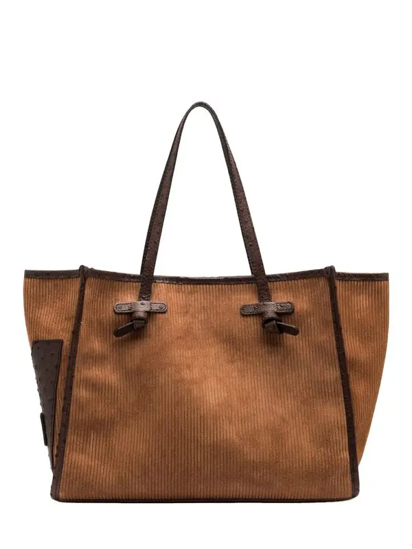 GIANNI CHIARINI Marcella Ribbed Suede Calfskin Shoulder Bag - Hazel