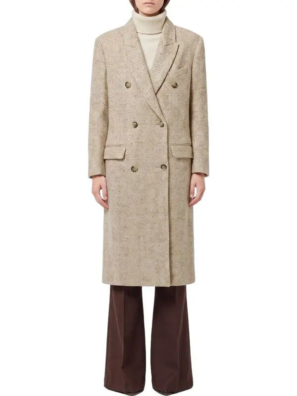 Isabel Marant Étoile Long Double-breasted Wool-blend Coat With Lapels - Nude