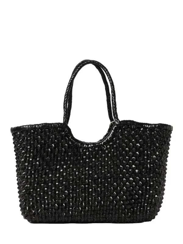 Dragon Diffusion Large Nantucket Tote Bag In Hand-woven Buffalo Leather - Black