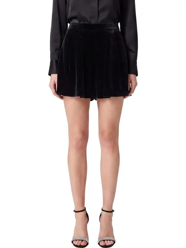 Emporio Armani Elegant Mid-rise Viscose Velvet Shorts - Black