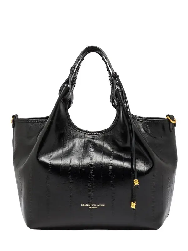 GIANNI CHIARINI Dua Cowhide Leather Handbag With Magnetic Closure - Black