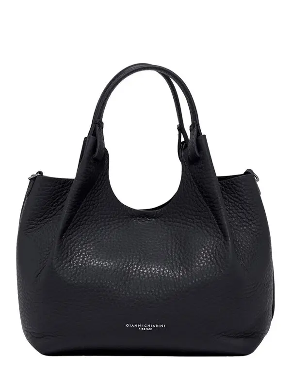 GIANNI CHIARINI Dua Grained Leather Handbag With Removable Pouch - Black 1