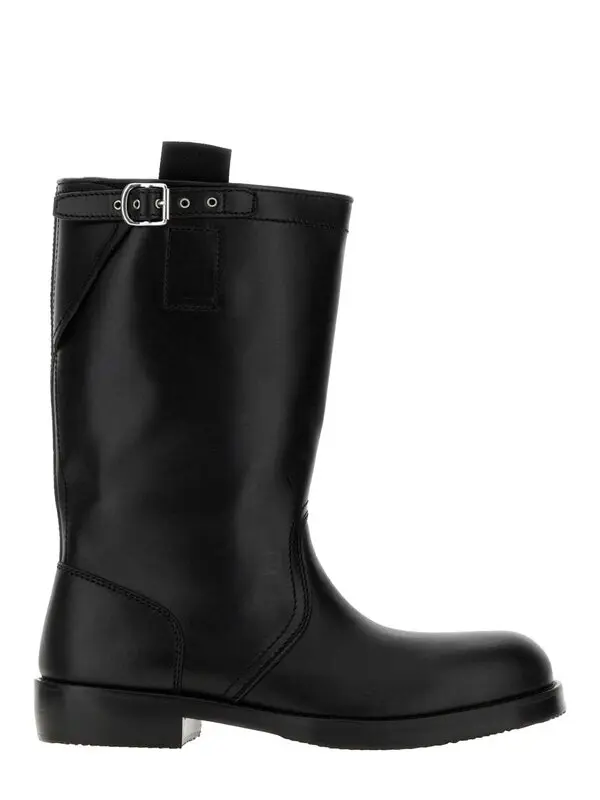 Dries Van Noten Smooth Leather Biker Boots With Double Pull-tabs - Black