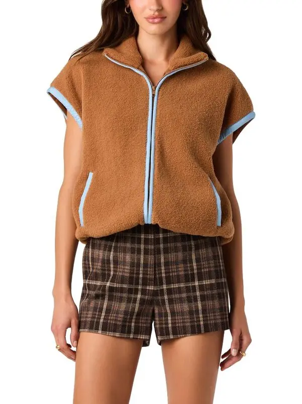 Astr The Label Pompeo High Pile Fleece Vest - Camel