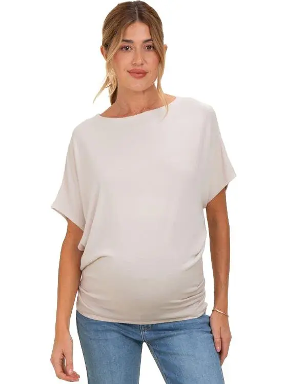 PINKBLUSH Dolman Sleeve Boat Neck Top - Cream