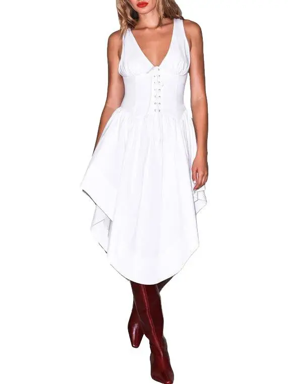 FLEUR DU MAL Romy Lacing Dress - White