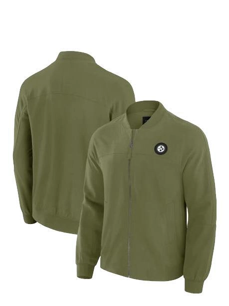 J. PALMER Pittsburgh Steelers Lightweight Cover-4 Tri-blend Full-zip Jacket - Olive