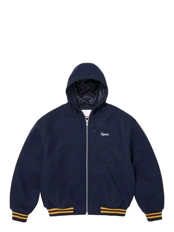 Supreme X Larry Clark Fw26 Hooded Varsity Jacket - Navy