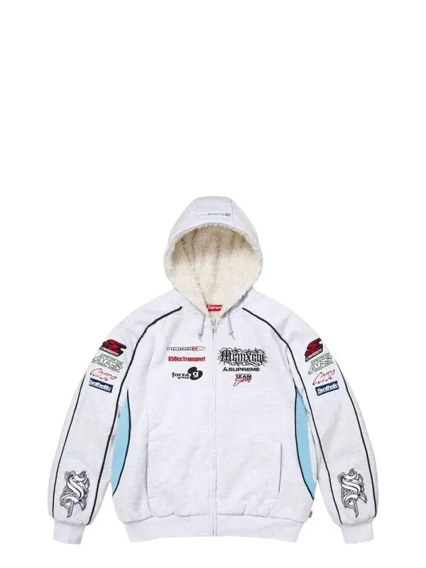 Supreme Fw26 Racing Lined Zip Up Hooded Sweatshirt - Ash Grey