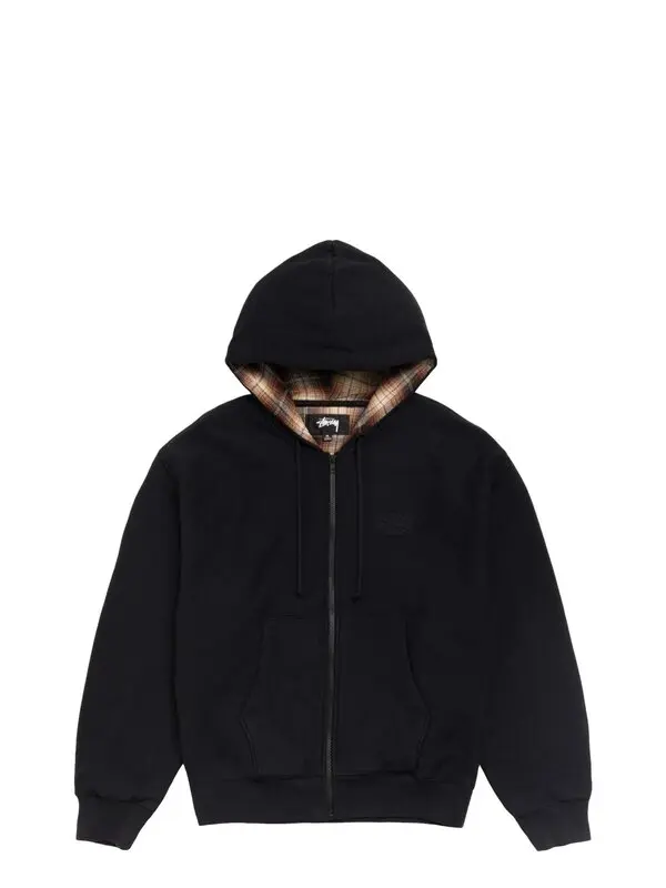 StÜssy Plaid Lined Zip Hoodie - Black