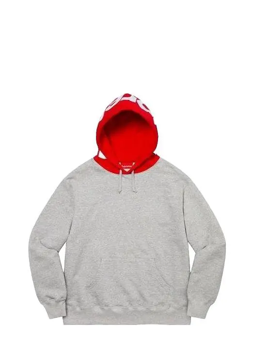 Supreme Contrast Hooded Sweatshirt 'grey Red White - Grey/red/white